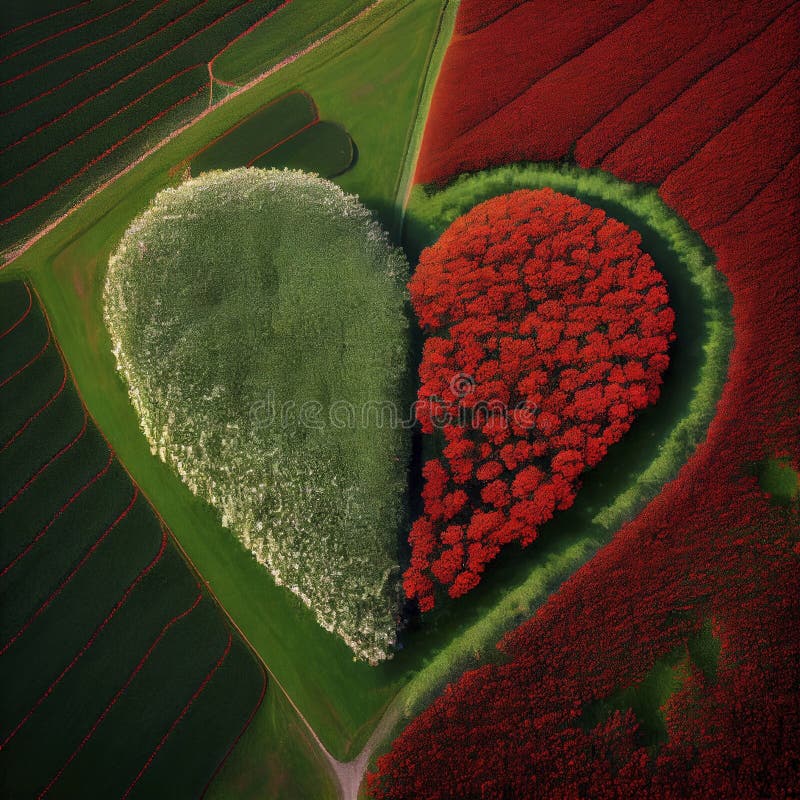 Aerial View of Fileld in Form of Heart Stock Illustration ...