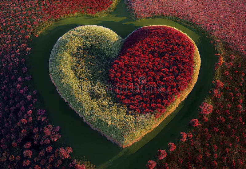 Aerial View of Fileld in Form of Heart Stock Illustration ...