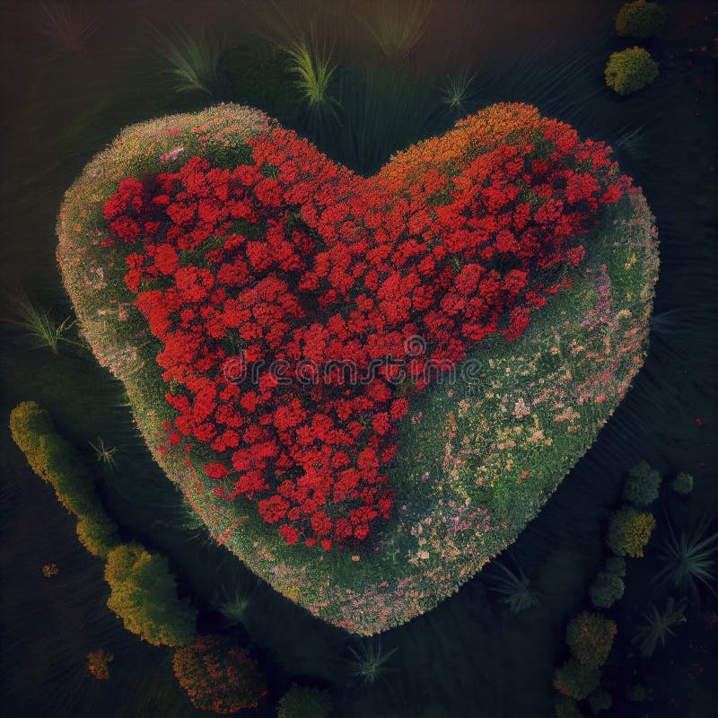 Aerial View of Fileld in Form of Heart Stock Illustration ...