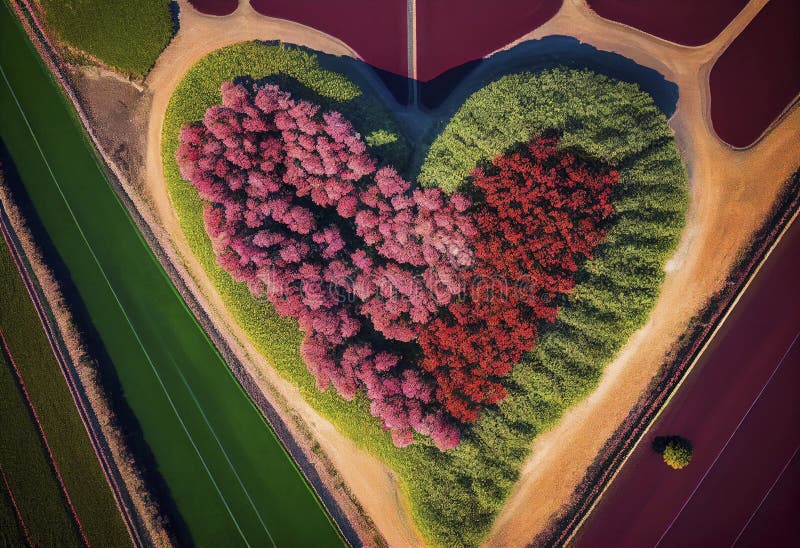 Aerial View of Fileld in Form of Heart Stock Illustration ...