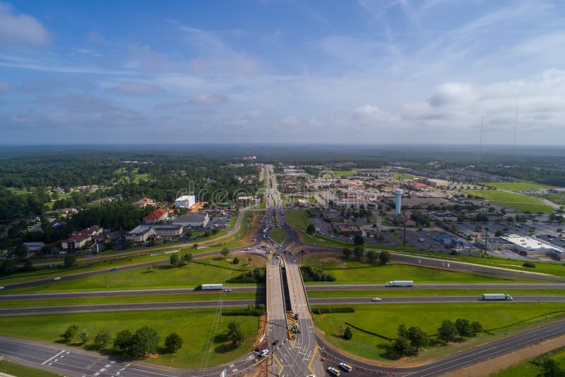 Aerial View of the First Diverging Diamond Interchange on the Alabama ...