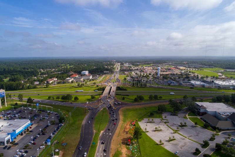 Aerial View of the First Diverging Diamond Interchange on the Alabama ...