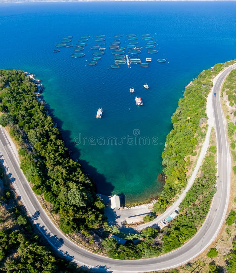 Aerial View of Fish Farm in a Bay Stock Photo - Image of drone, serene ...