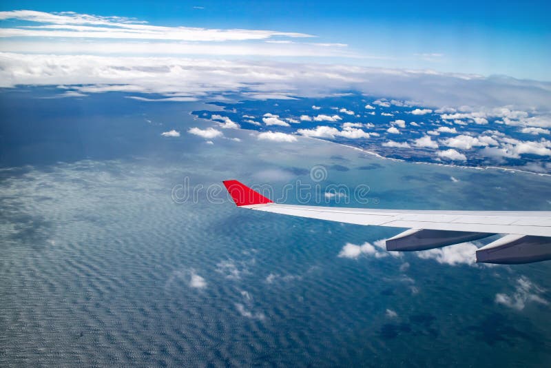 Aerial View during Flight with Clear Blue Sky and the Cloud Stock Image ...