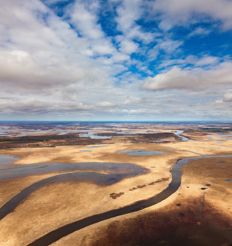 Forest River in Spring, Top View Stock Photo - Image of aerial, beauty ...