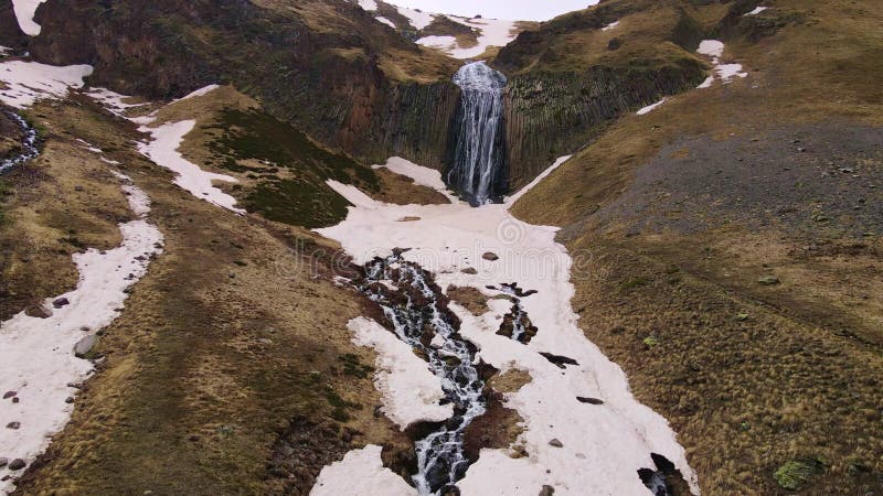 Aerial View of the Flow of Water Falling from the High Cliffs ...
