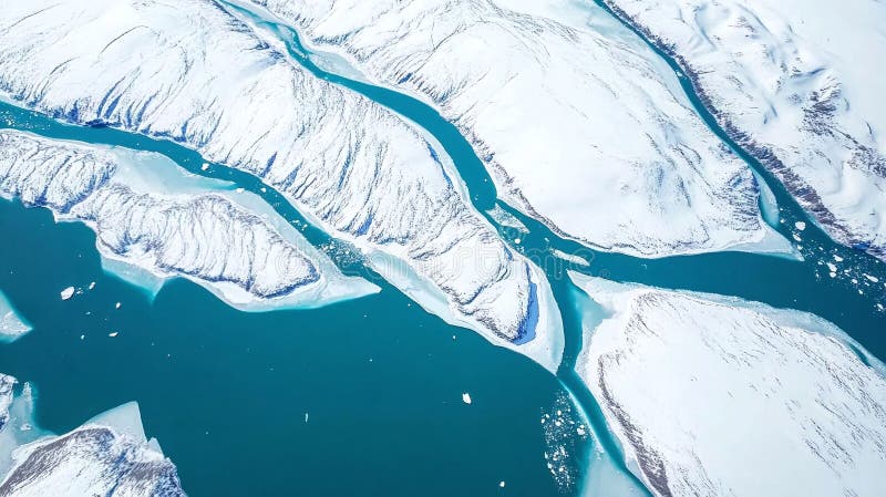 Aerial View of Flowing River Patterns in Arctic Landscapes Creating ...