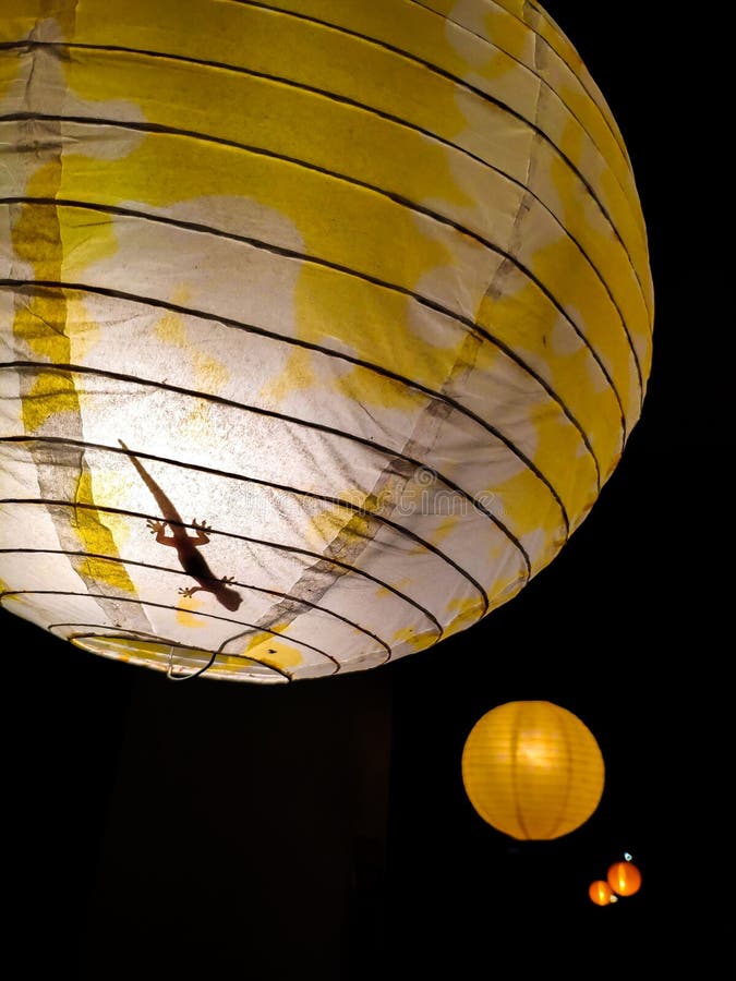 Aerial View of Flying Ball Lanterns Stock Image - Image of illumination ...