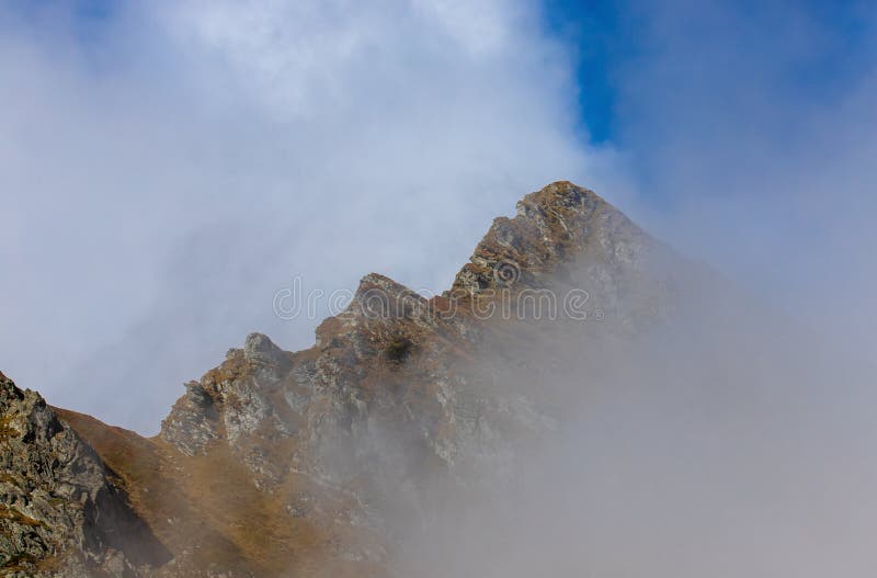 Aerial View of the Fog Over the Mountain Slope Stock Image - Image of ...