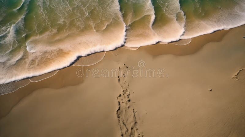 Aerial View of Footsteps on Sandy Beach Stock Footage - Video of create ...