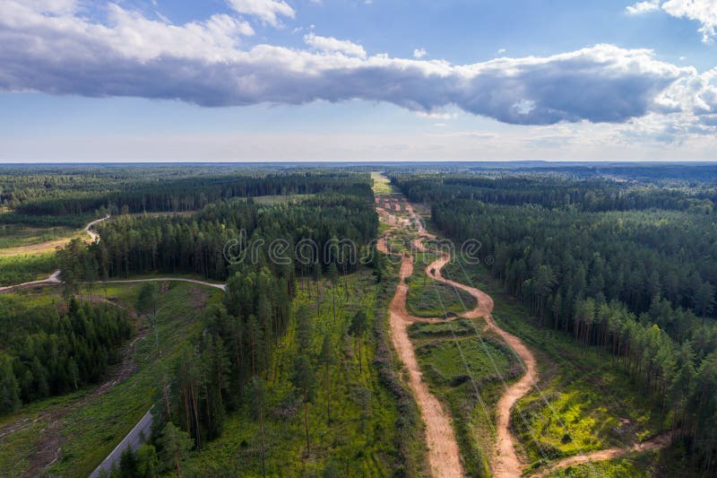 Aerial Shot of Forest and Deforestation Over the Hills with Trees ...