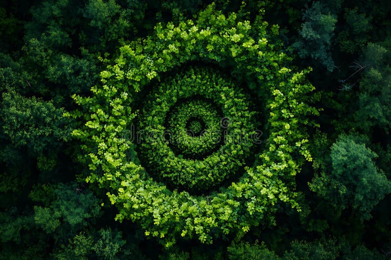 Aerial View of Forest with Circular Pattern Stock Illustration ...