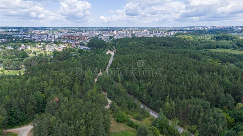 Aerial View of Forest and Cityscape Stock Photo - Image of countryside ...