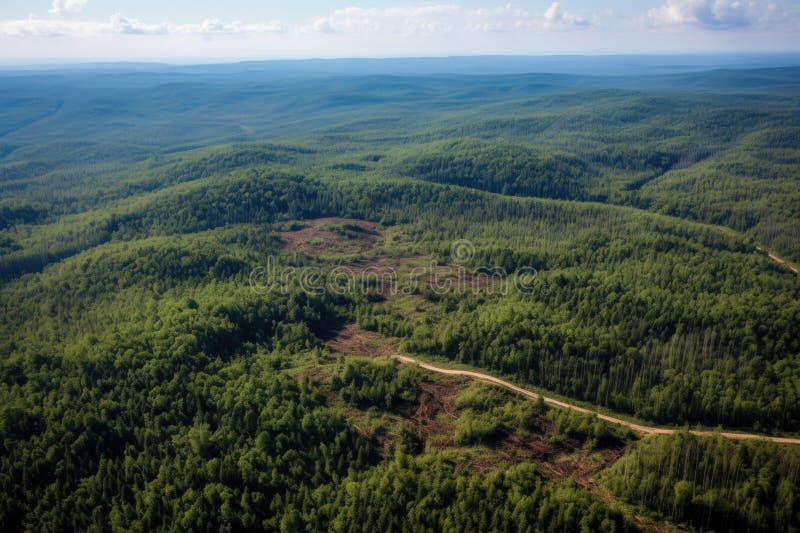 Aerial View of a Forest with Clear-cut and Reforested Sections Stock ...