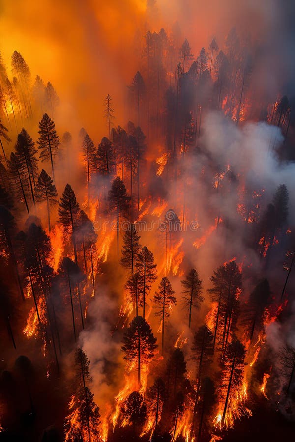 Aerial View of a Forest Fire Stock Illustration - Illustration of ...