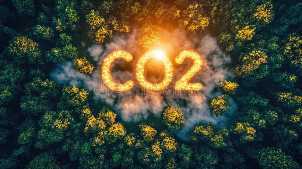 Aerial View of Forest Fire Shaping CO? Plume Stock Illustration ...