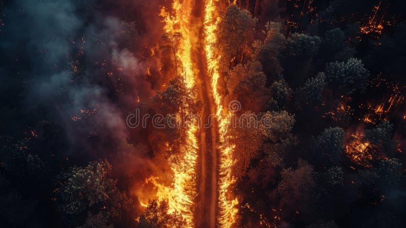 Aerial View of Forest Fire stock photo. Image of heat - 313737882