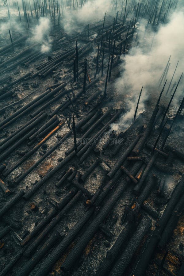 Aerial View Forest Floor Fires Burned Stock Illustration - Illustration ...