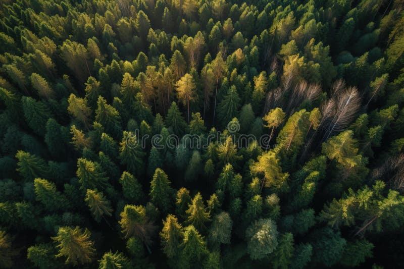 An Aerial View of a Forest with Lots of Trees in the Foreground and the ...