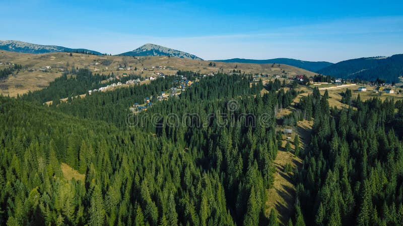 Aerial View of Forest Mountain Panorama Stock Image - Image of land ...