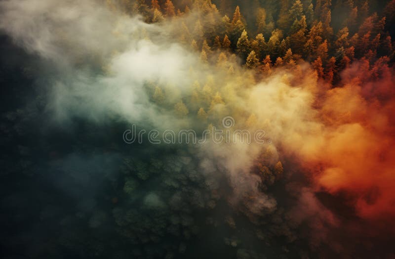 Aerial View of Forest with Smoke Stock Photo - Image of danger ...