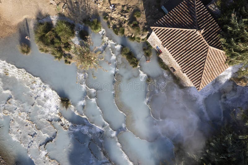 Aerial View of the Free Thermal Baths of Saturnia Italy Stock Photo ...