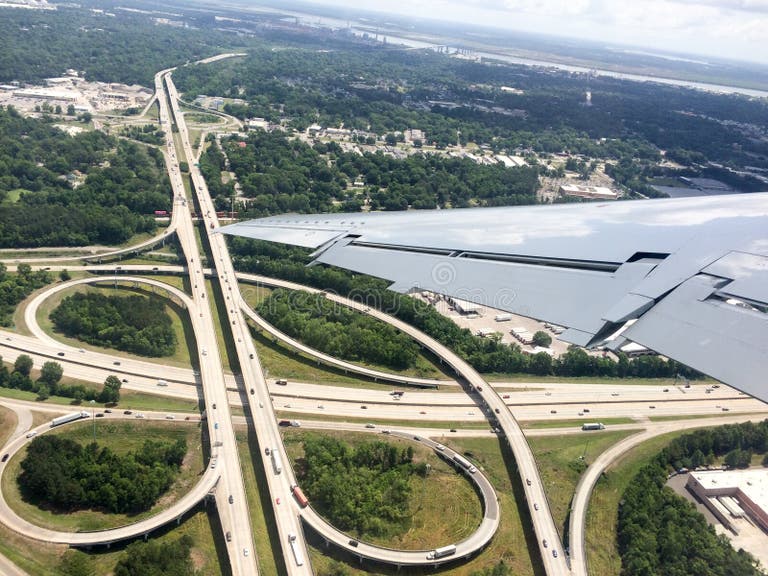 Aerial View of Freeway Cloverleaf Stock Image - Image of looking, view ...