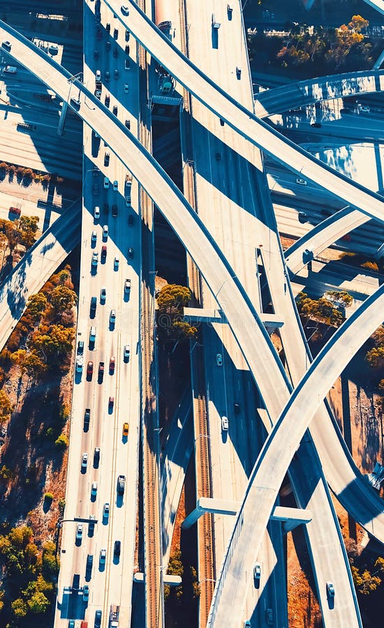 Aerial View of a Freeway Intersection in Los Angeles Stock Photo ...