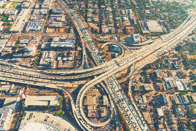 Aerial View of a Freeway Intersection in Los Angeles Editorial Photo ...