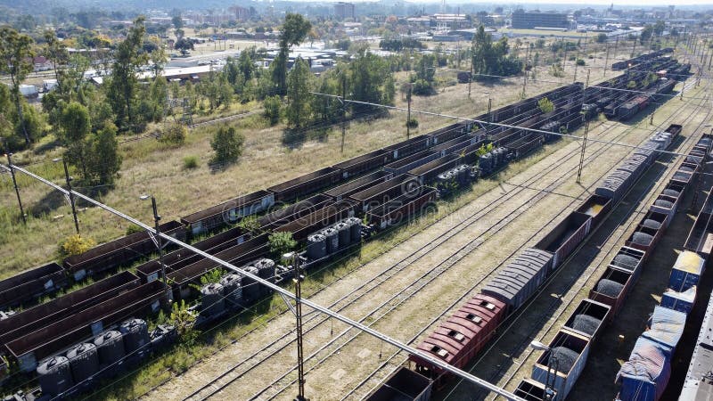 Aerial View of a Freight Rail Yard in Operation Stock Photo - Image of ...