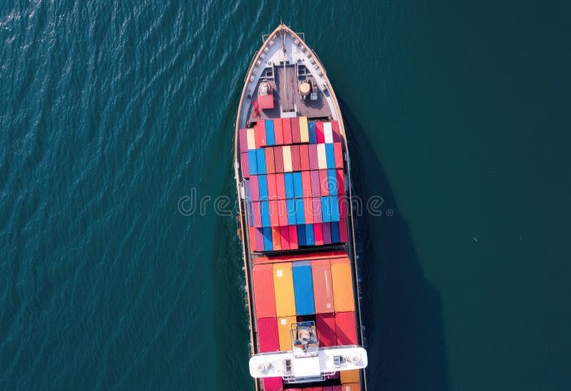 Aerial View of the Freight Shipping Transport System Cargo Ship Stock ...