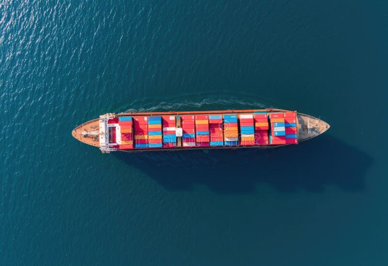 Aerial View of the Freight Shipping Transport System Cargo Ship Stock ...