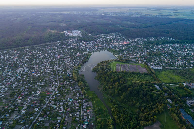 Aerial View of the Fresh Bright Green Lush Countryside at Sunset Stock ...