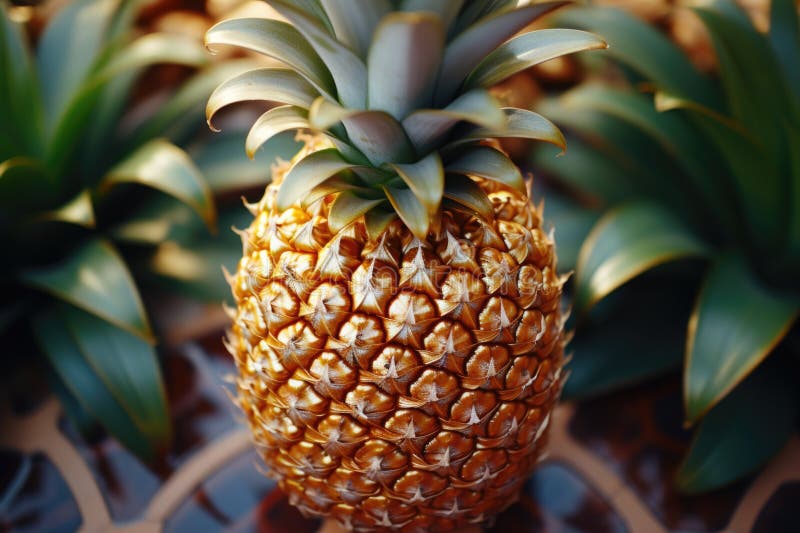 Aerial View of Fresh Golden Pineapple Whole on the Marble Stock ...