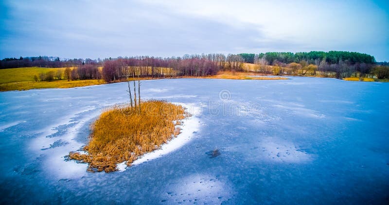Aerial view of frozen lake stock image. Image of nature - 85425377