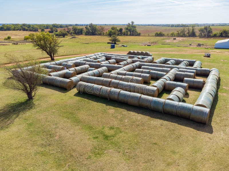 Aerial View of the Fun Daze in a Maze Stock Image - Image of bale ...
