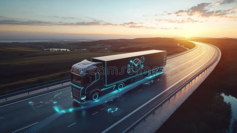 An Aerial View of a Futuristic Map of Logistics Overlaying Data ...