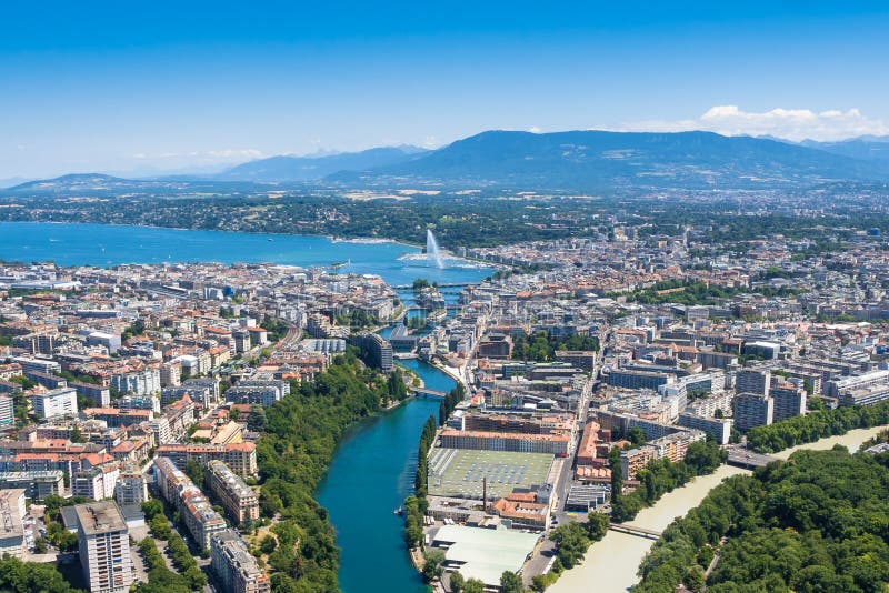 Aerial View of Geneva City in Switzerland Stock Photo - Image of ...