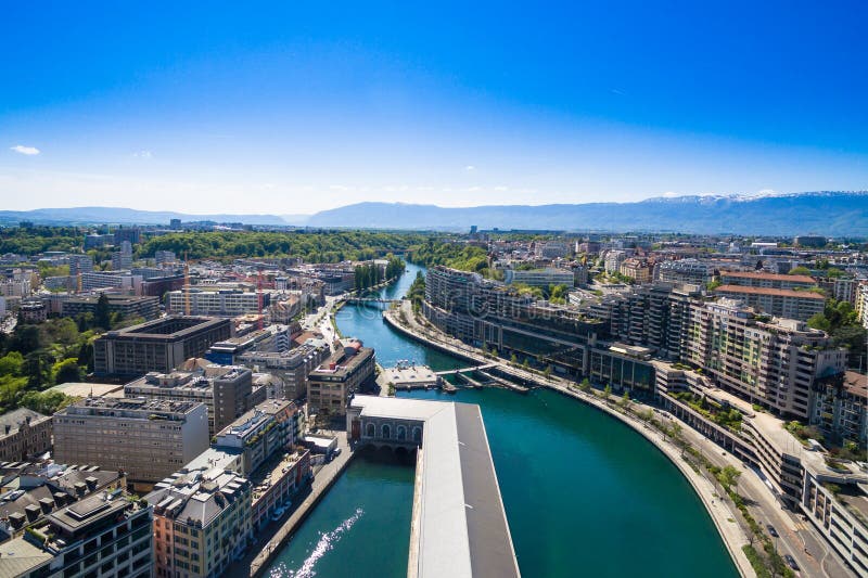 Aerial View of Geneva City - Switzerland Stock Image - Image of park ...