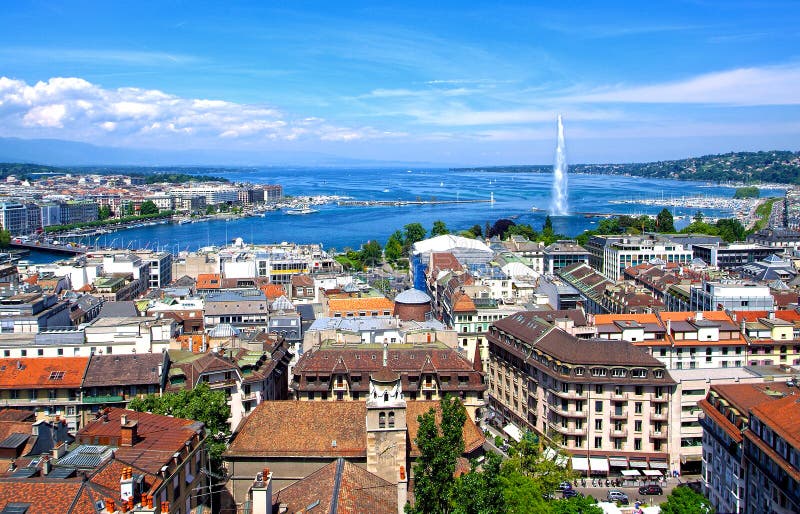 Aerial view of Geneva stock photo. Image of deau, attraction - 84753764