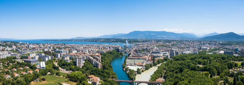 Aerial View of Geneva City - Switzerland Stock Image - Image of blue ...