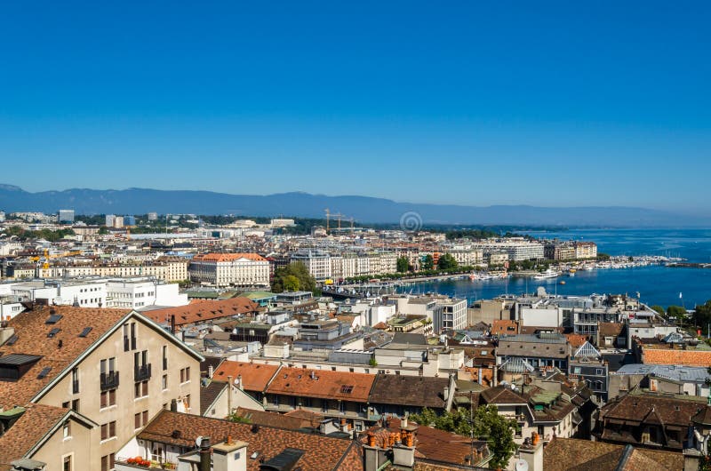 Aerial View of Geneva, Switzerland Stock Photo - Image of outdoors ...