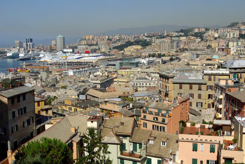 Aerial View of Genoa, Italy Stock Image - Image of christopher ...