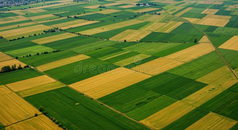Aerial View of Geometric Farmland Patterns Stock Illustration ...