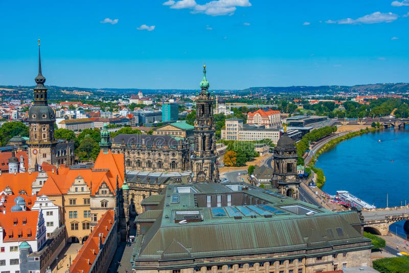Aerial View of German Town Dresden Stock Image - Image of river ...