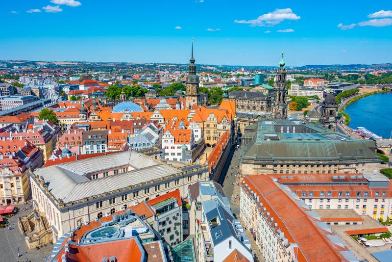 Aerial View of German Town Dresden Stock Photo - Image of ship, church ...