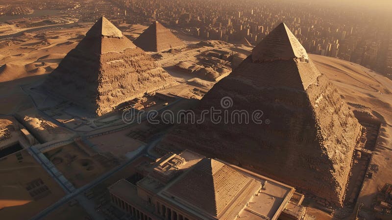 Aerial View of the Giza Pyramids in Egypt Stock Illustration ...