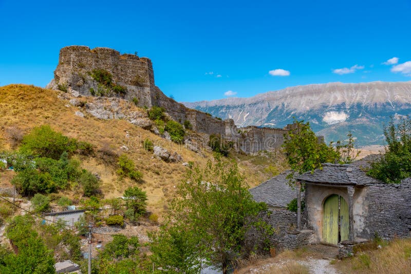 Aerial View of Gjirokaster Castle in Albania Stock Image - Image of ...