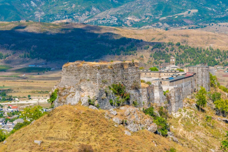 Aerial View of Gjirokaster Castle in Albania Stock Image - Image of ...