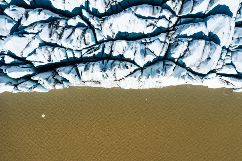Aerial View of Glacier from Above, Ice Texture Landscape,Iceland Stock ...